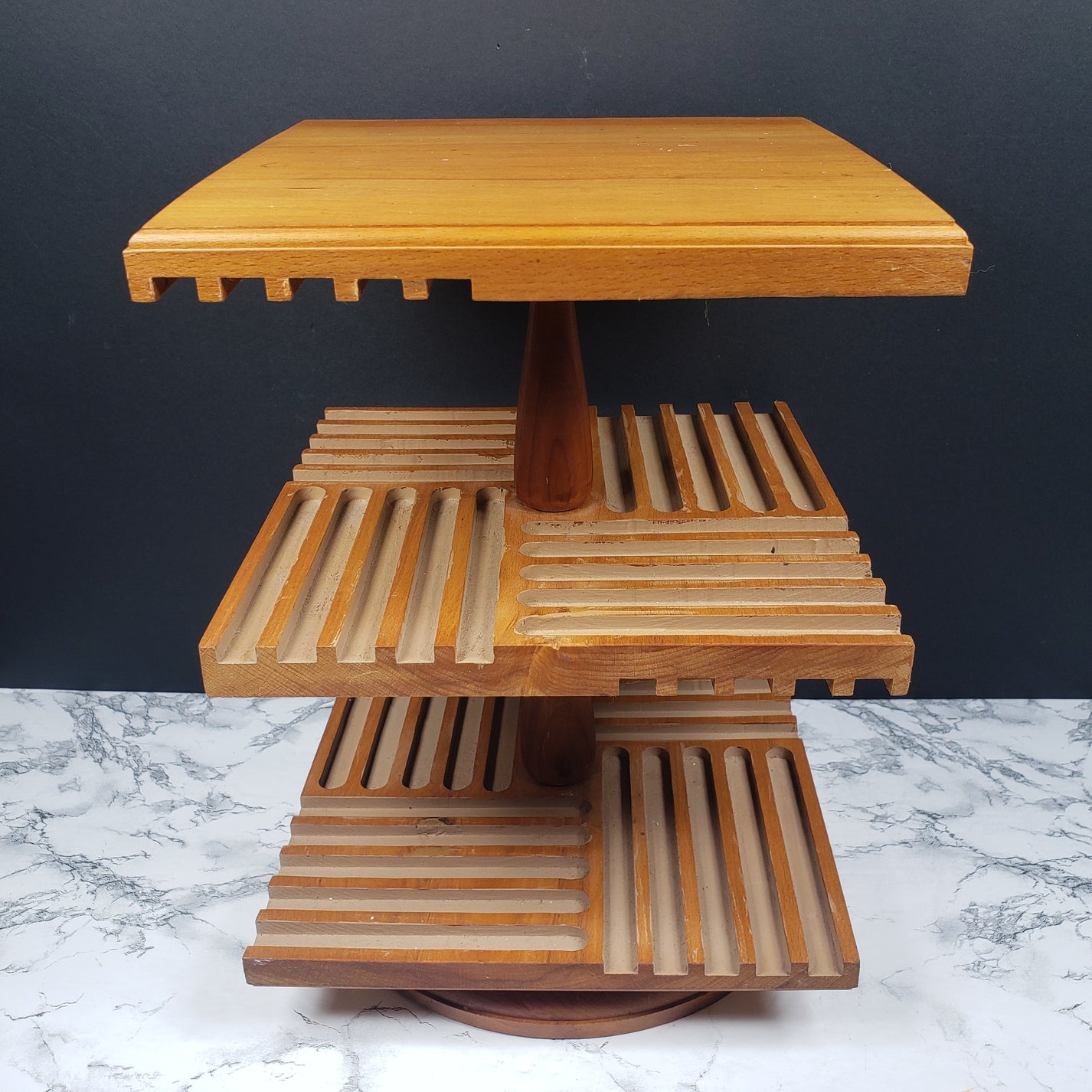 CD Rack Handmade Danish Modern Revolving Solid Wood Vintage – Hometime ...