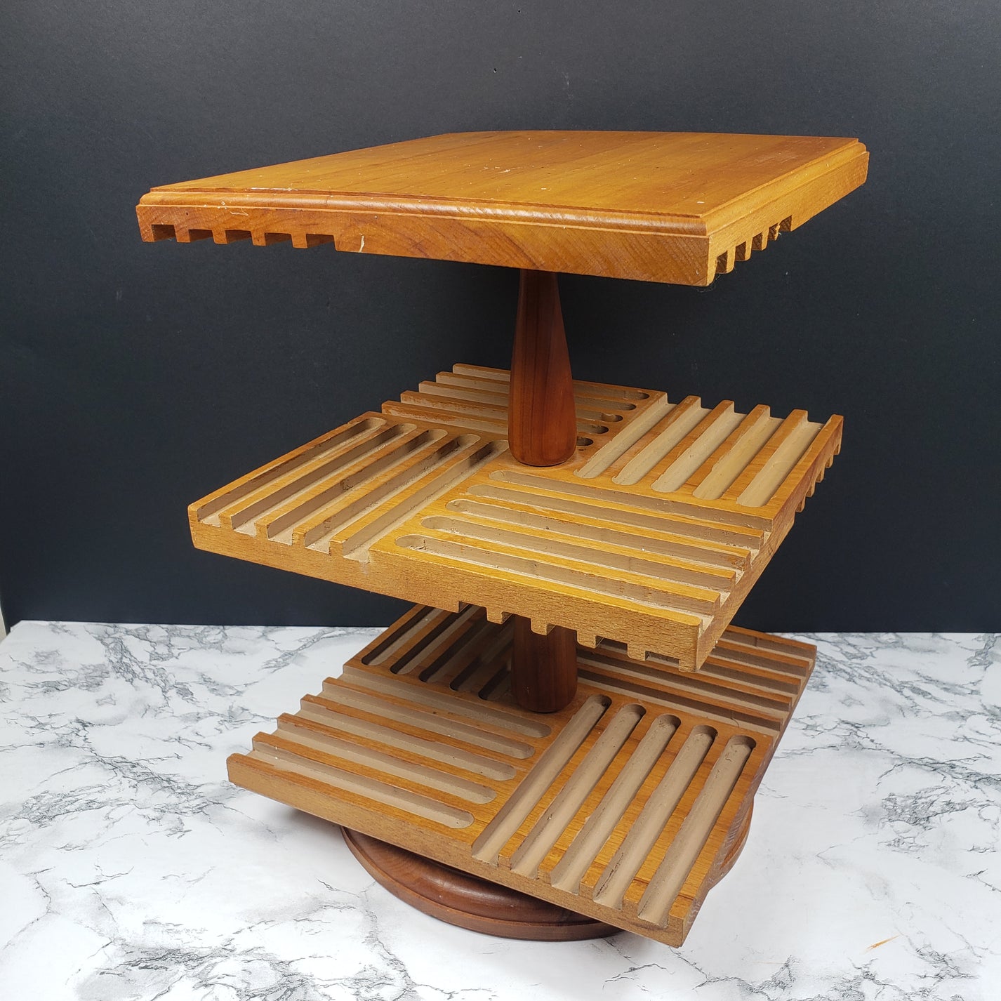 CD Rack Handmade Danish Modern Revolving Solid Wood Vintage – Hometime ...